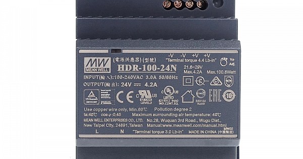 HDR-100-24N MEANWELL 100.8W 24VDC 4.2A 115/230VAC ウルトラスリム ステップ形状 DINレール ...